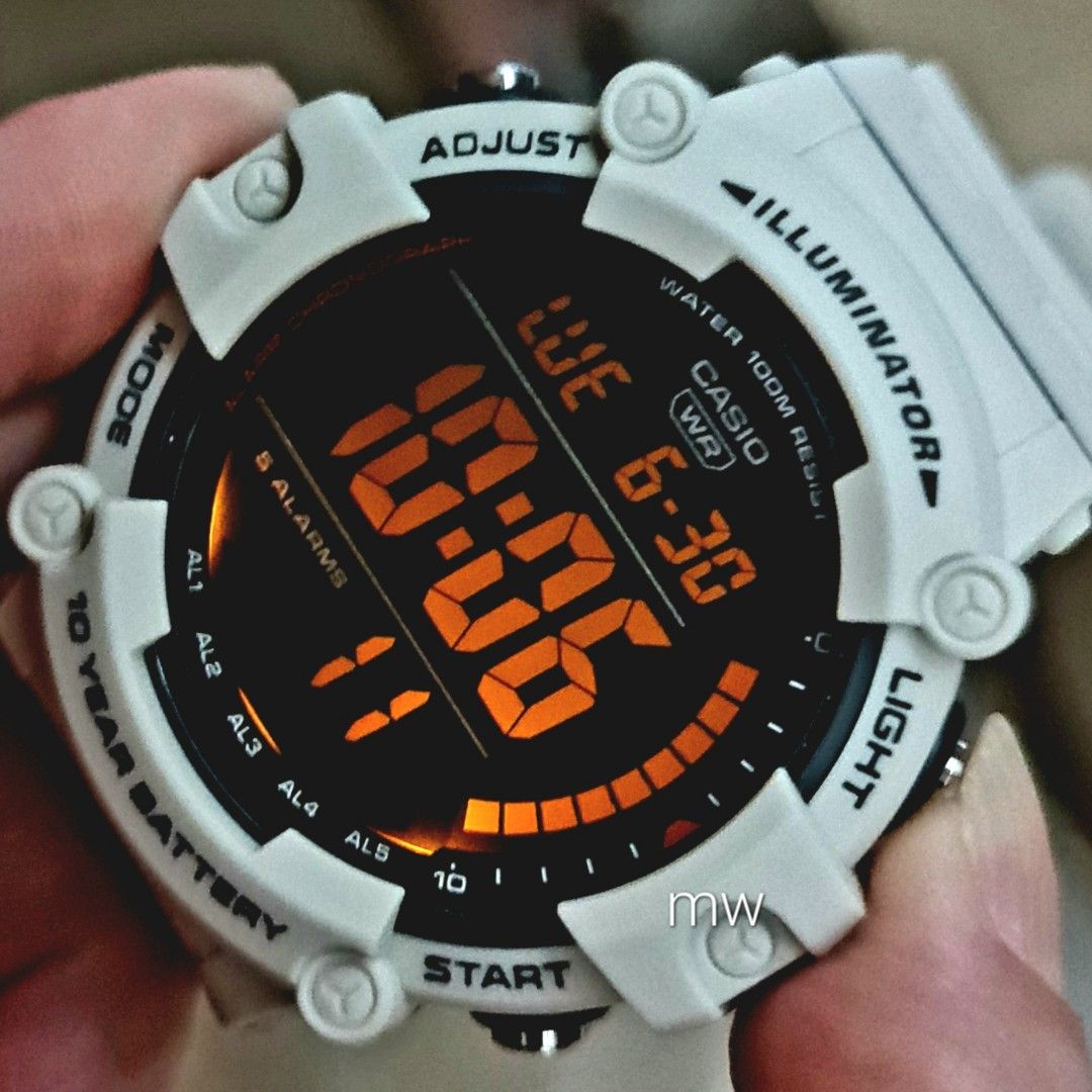 genuine Casio Men digital big size wide face resin 10 years battery 5 ...