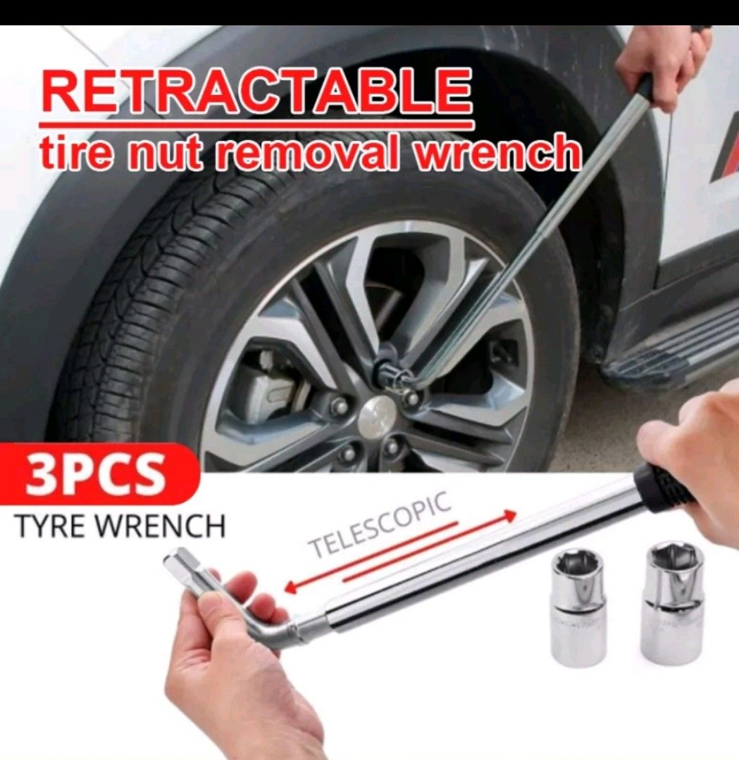 Heavy Duty L Shape Tyre Opener Wheel Socket Wrench Extendable ...