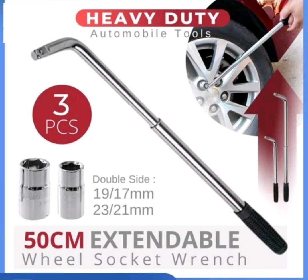 Heavy Duty L Shape Tyre Opener Wheel Socket Wrench Extendable ...