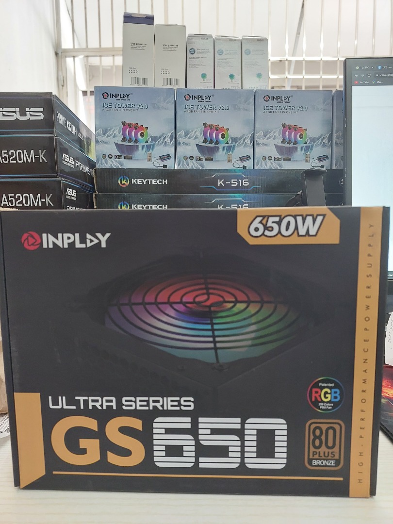 Inplay Desktop Power supply 650 watts true rated 80+Bronze RGB on Carousell