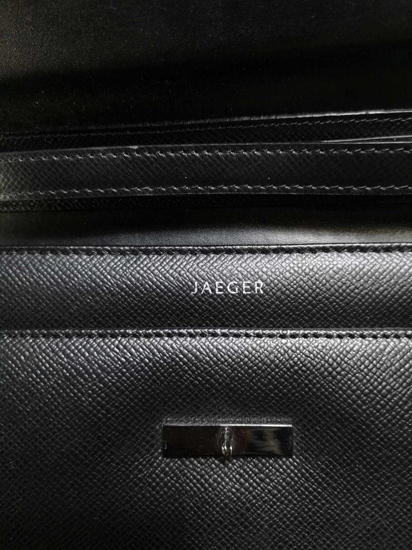 Jaeger Black Leather Turn Lock Flap Clutch on Carousell