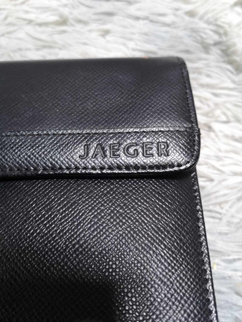 Jaeger Black Leather Turn Lock Flap Clutch on Carousell