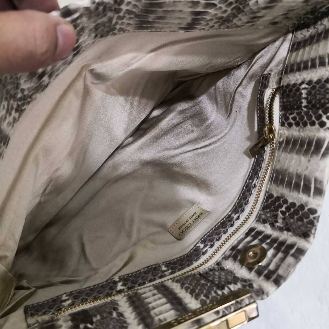 Jimmy Choo Genuine Python/Snakeskin Leather Embellished Chandra Clutch ...