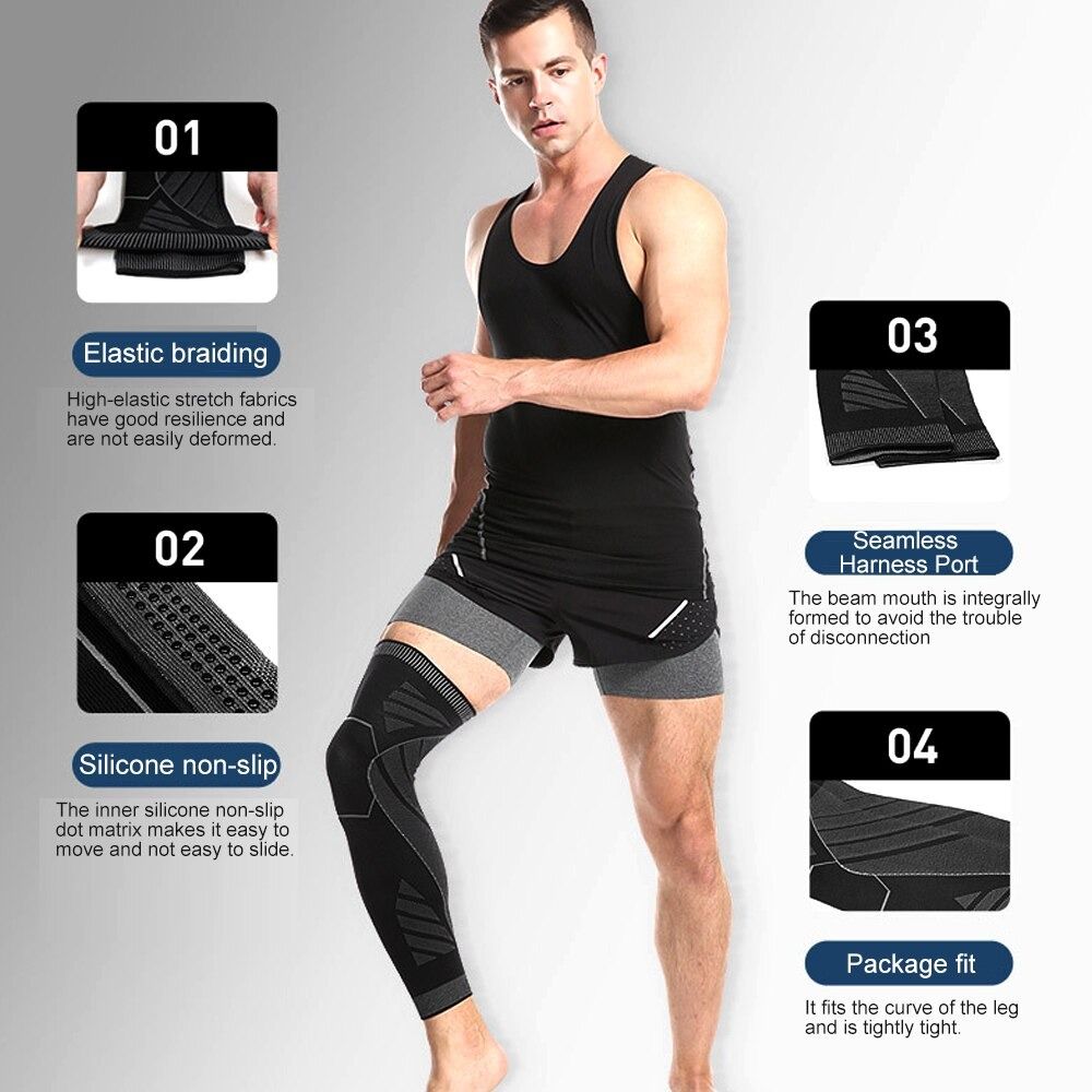 Long Leg Compression Sleeves,Full Leg Sleeve Long Knee Brace Knee ...