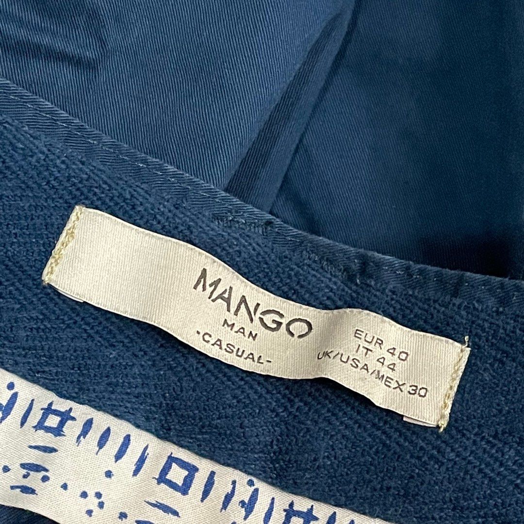 MANGO Navy Blue Khaki Pants Biru Tua Muda Light, Fesyen Pria, Pakaian ...