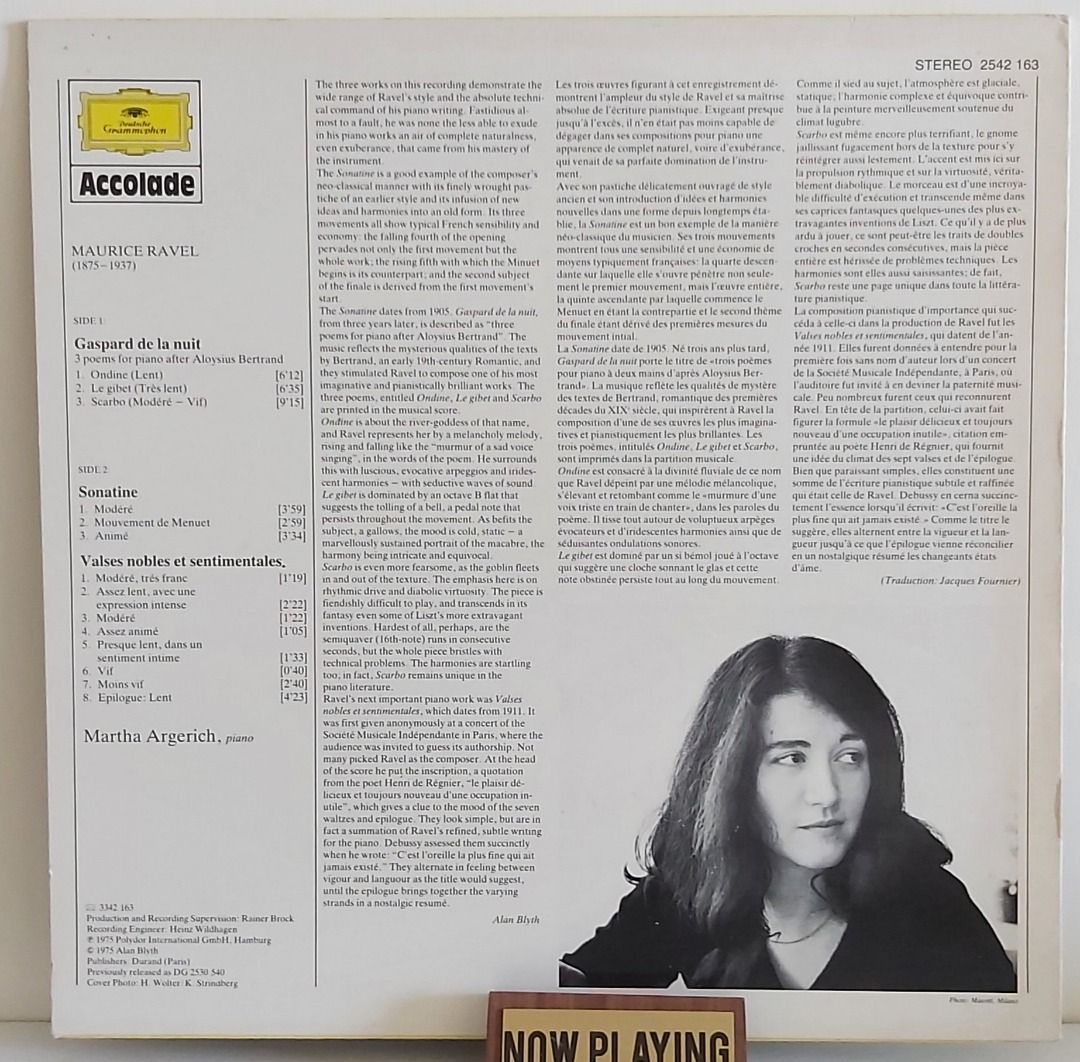 Martha Argerich Ravel – Gaspard de la nuit / Sonatine / Valses nobles ...