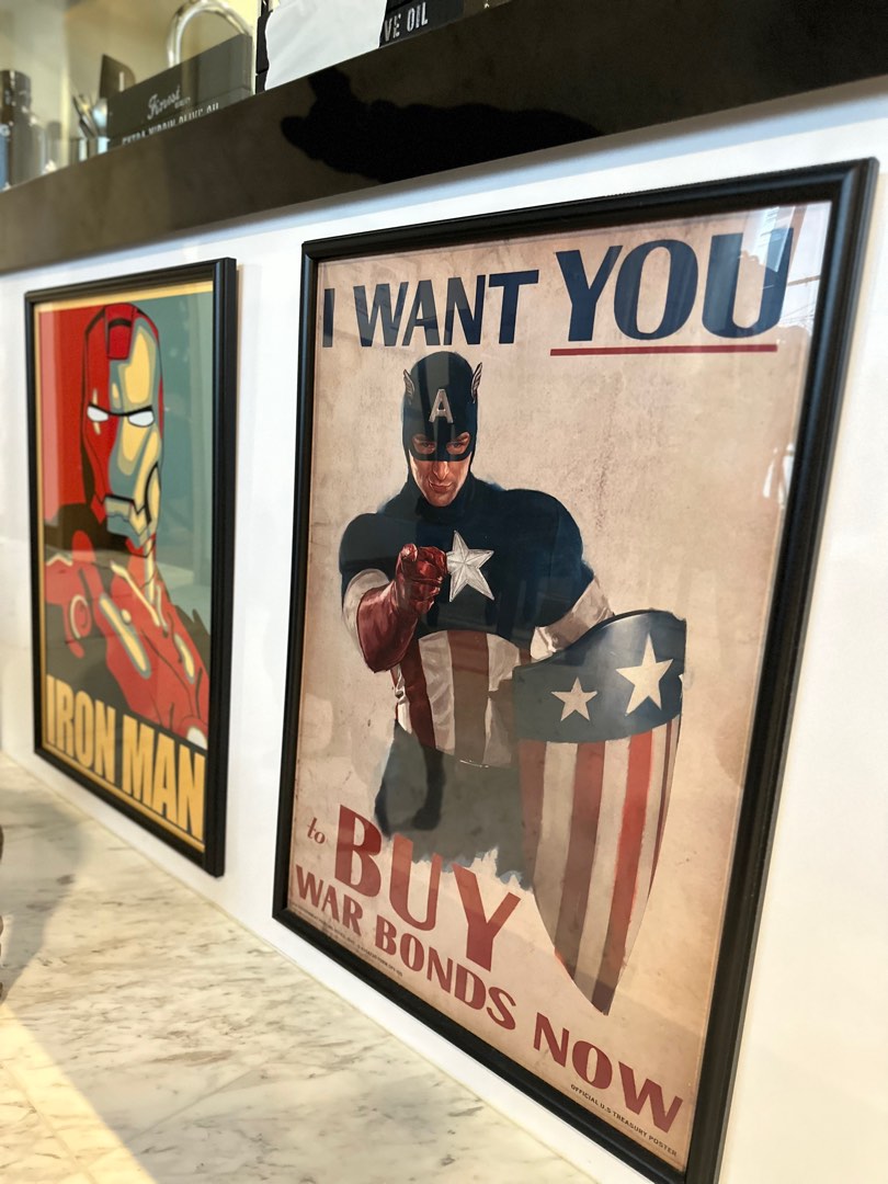 Marvel Iron Man Captain America poster with frame, Furniture & Home ...