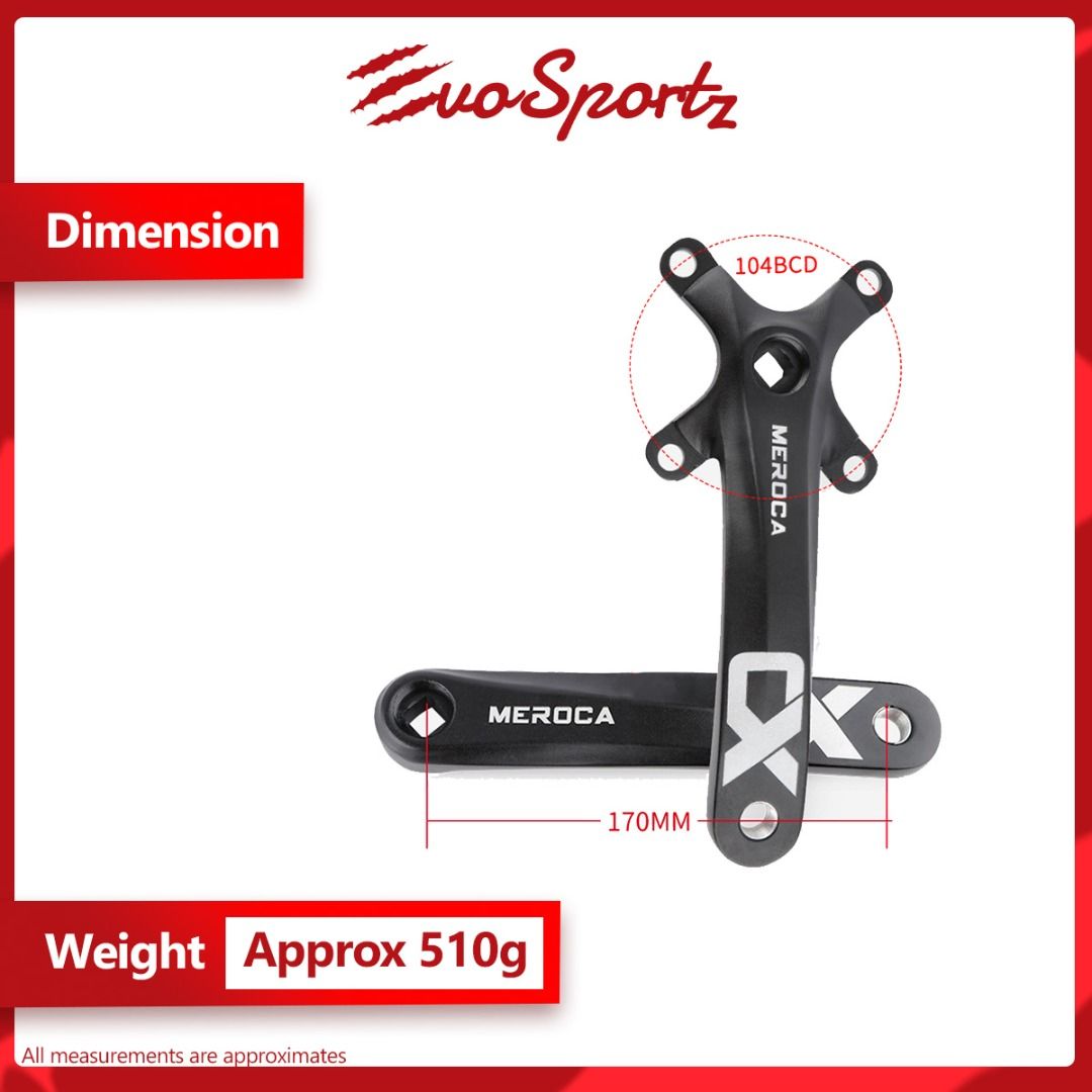 Meroca 104 BCD Square Taper Crank | MTB Bike Crankset, Sports Equipment ...