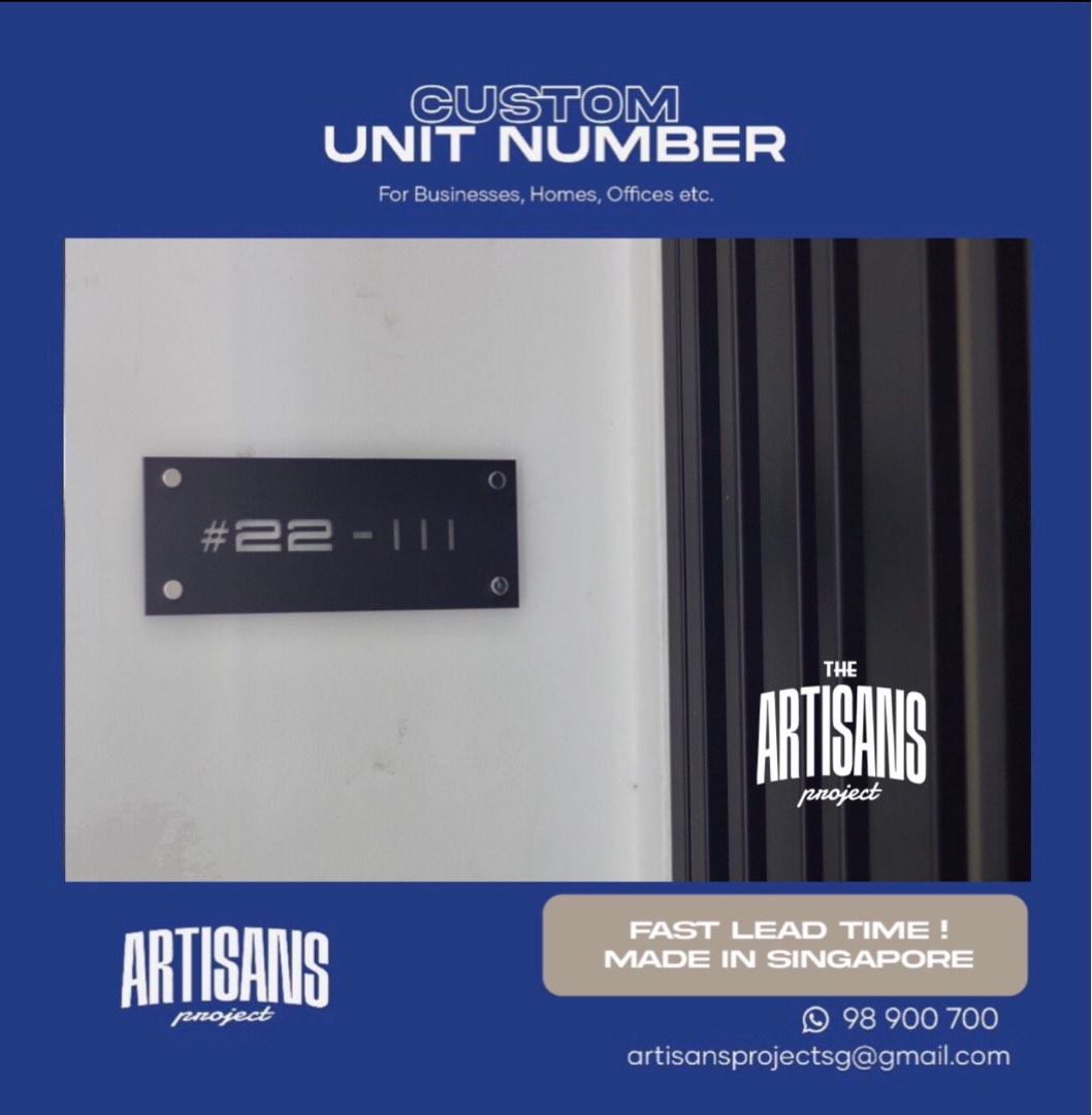 Minimalist Home Unit Number Sign (Customisable), Furniture & Home ...