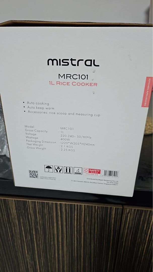 Mistral MRC101 1L Rice Cooker, TV & Home Appliances, Kitchen Appliances, Cookers on Carousell