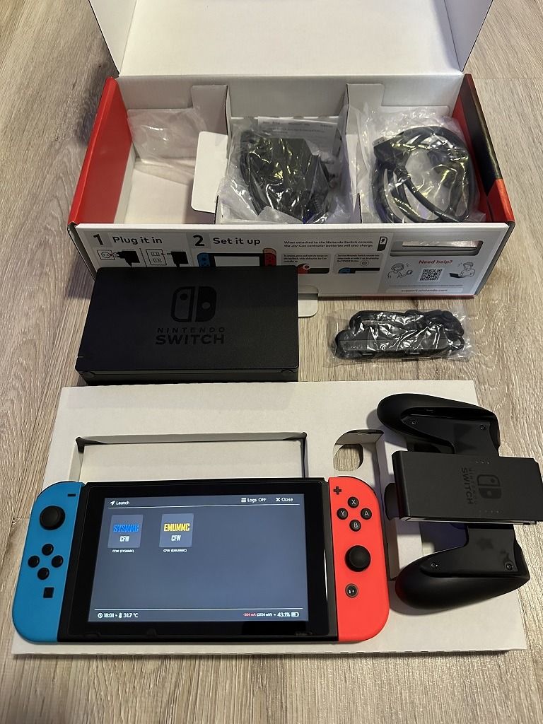 Nintendo Switch V2 Modded Jailbreak Neon Console with Dual Boot 128GB ...
