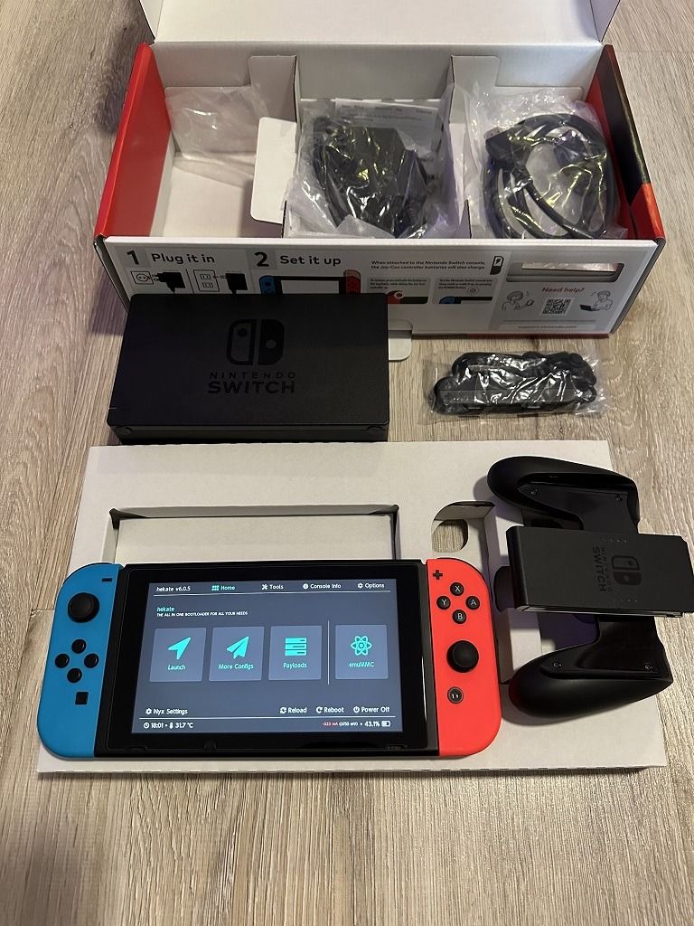 Nintendo Switch V2 Modded Jailbreak Neon Console with Dual Boot 128GB ...