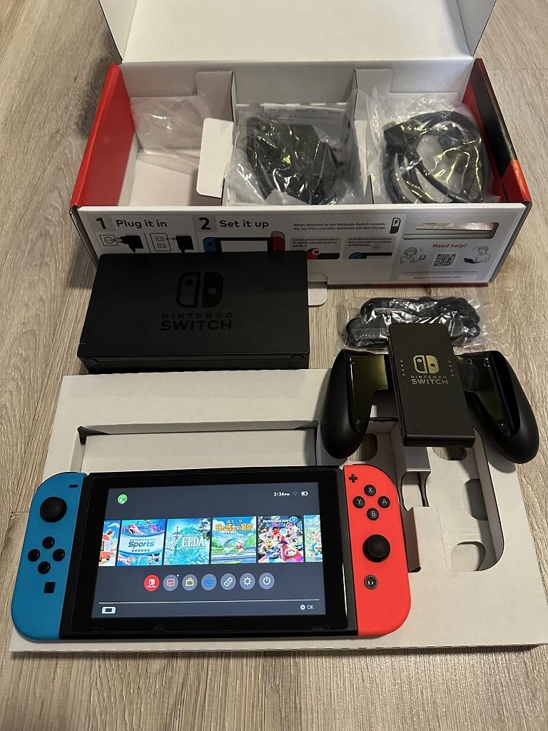 Nintendo Switch V2 Modded Jailbreak Neon Console with Dual Boot 128GB ...