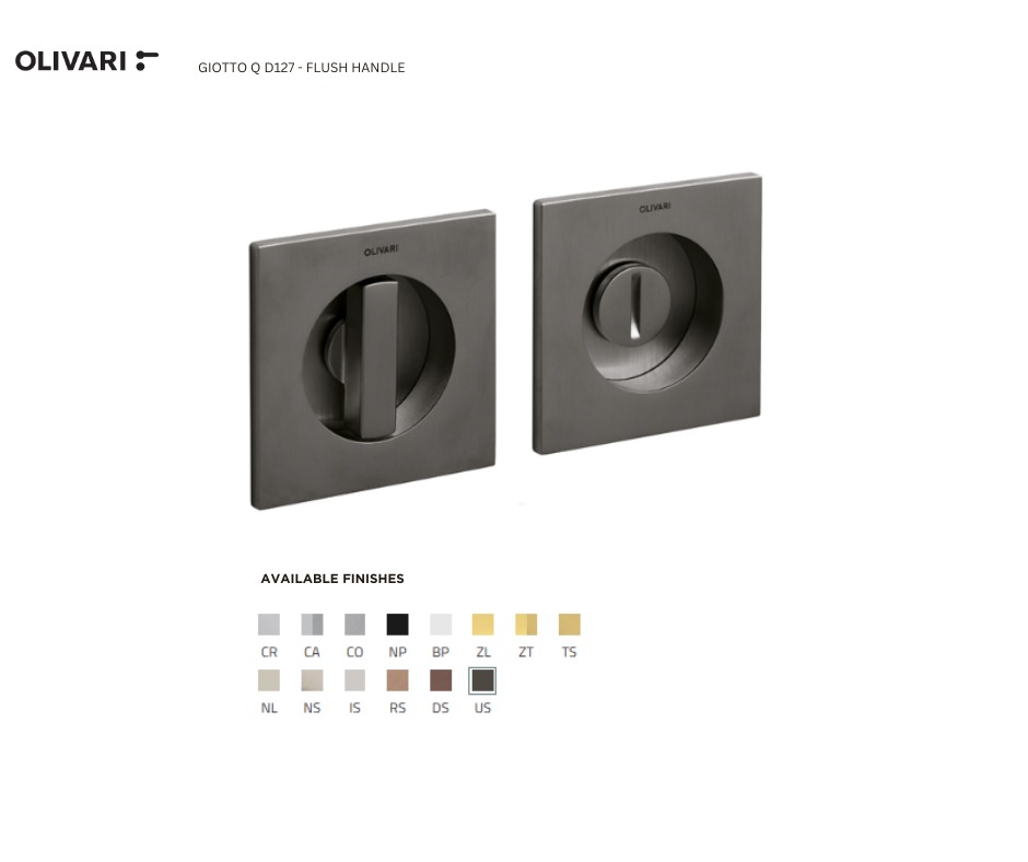 Olivari Giotto Q Square Recessed Flush Handle in Super Anthracite Satin Finish - Made in Italy ...