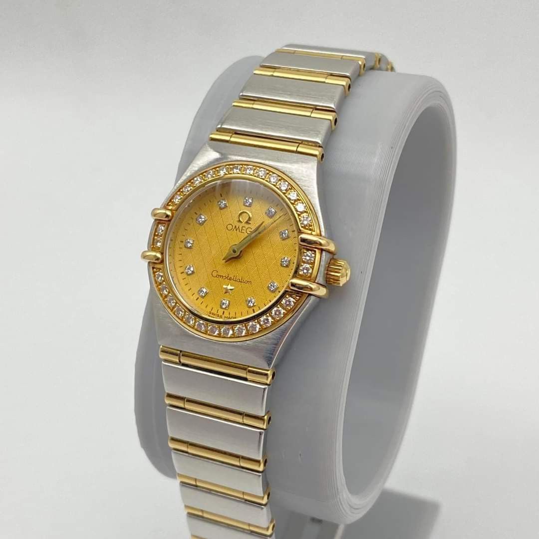 Omega Mini Constellation In and out Diamonds with 18k Gold tone Gold ...