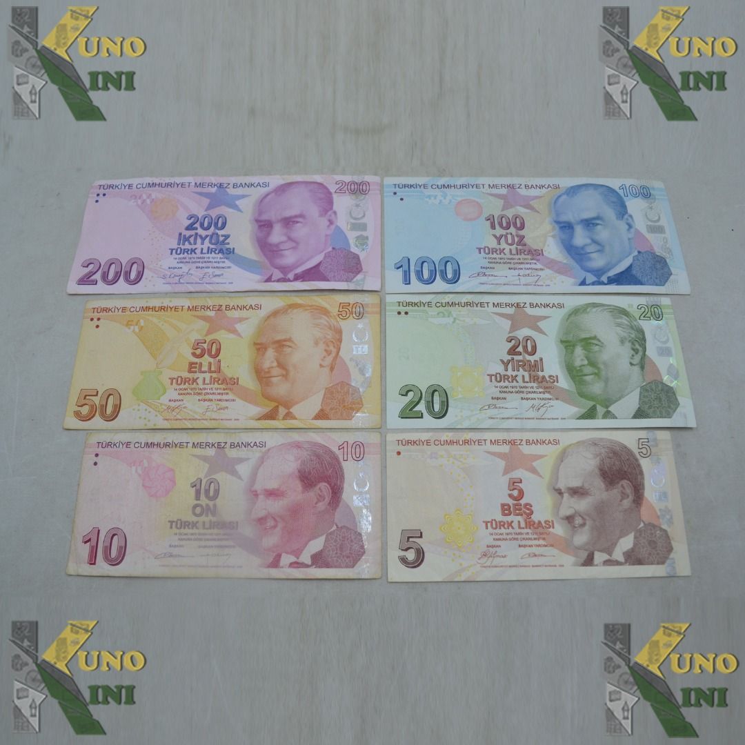 PAKET KOLEKSI FULL SET LENGKAP UANG REAL TURKI LIRA , 6 lembar, Antik ...