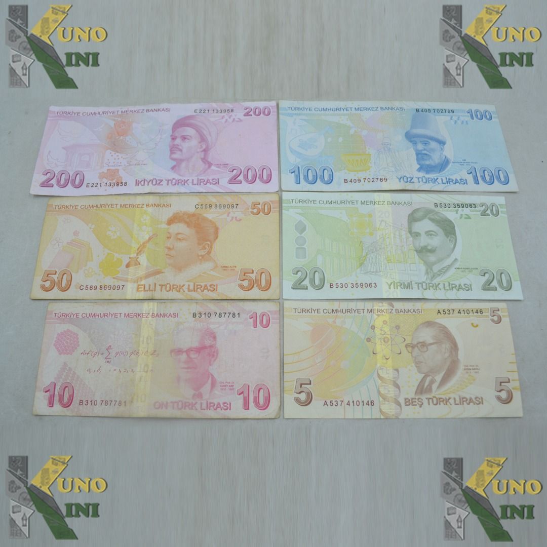 PAKET KOLEKSI FULL SET LENGKAP UANG REAL TURKI LIRA , 6 lembar, Antik ...