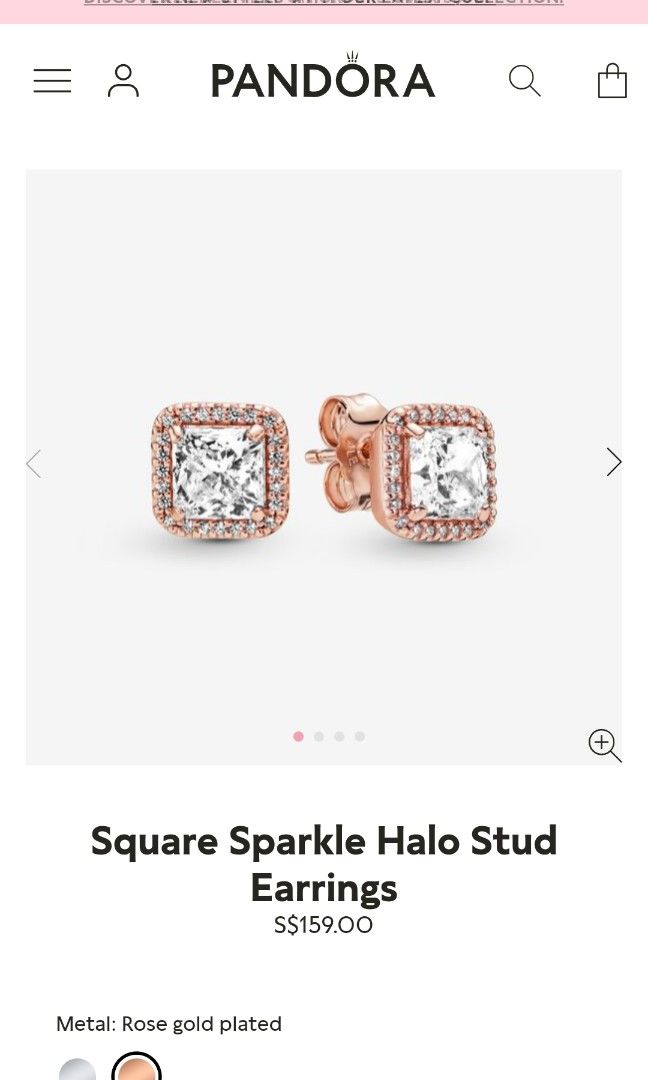 Pandora Square Sparkle Halo Stud Earrings, Women's Fashion, Jewelry ...