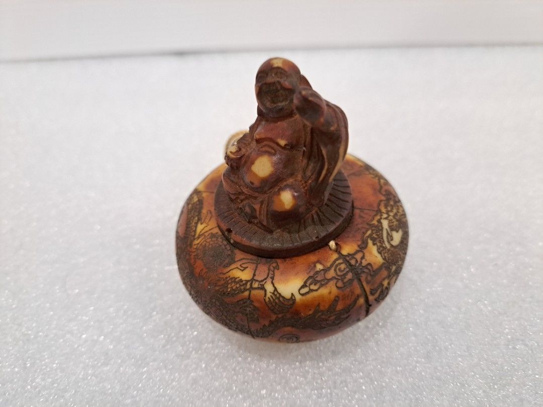 Rare & Beautiful Vintage Curio Container With Laughing Buddha & Dragon ...