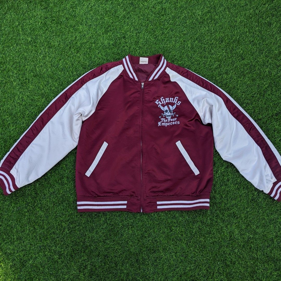 RARE! One Piece Shanks Four Emperor Varsity Jacket, Fesyen Pria ...