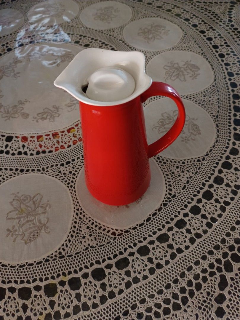 Red Ceramic Water Pitcher Jug, Furniture & Home Living, Kitchenware ...