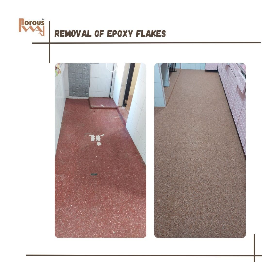 Removal of Epoxy Flakes | Debonded | Epoxy Pebble Floor Overlay ...