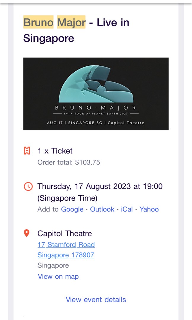 Selling 1 x CAT A (Standing Pit 6) Bruno Major 17 August, Tickets ...