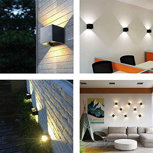 [Stockist.SG] 2 Ps, LED Black Square Wall Light, Indoor and Outdoor ...