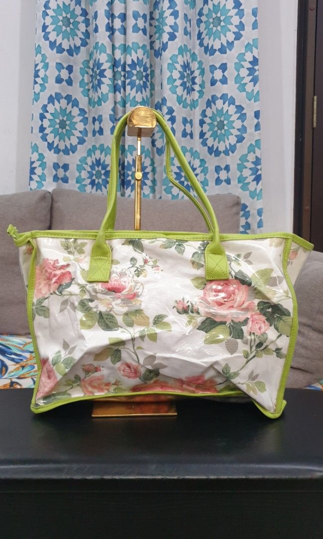 Tas Bunga Kanvas Mix PVC, Fesyen Wanita, Tas & Dompet di Carousell