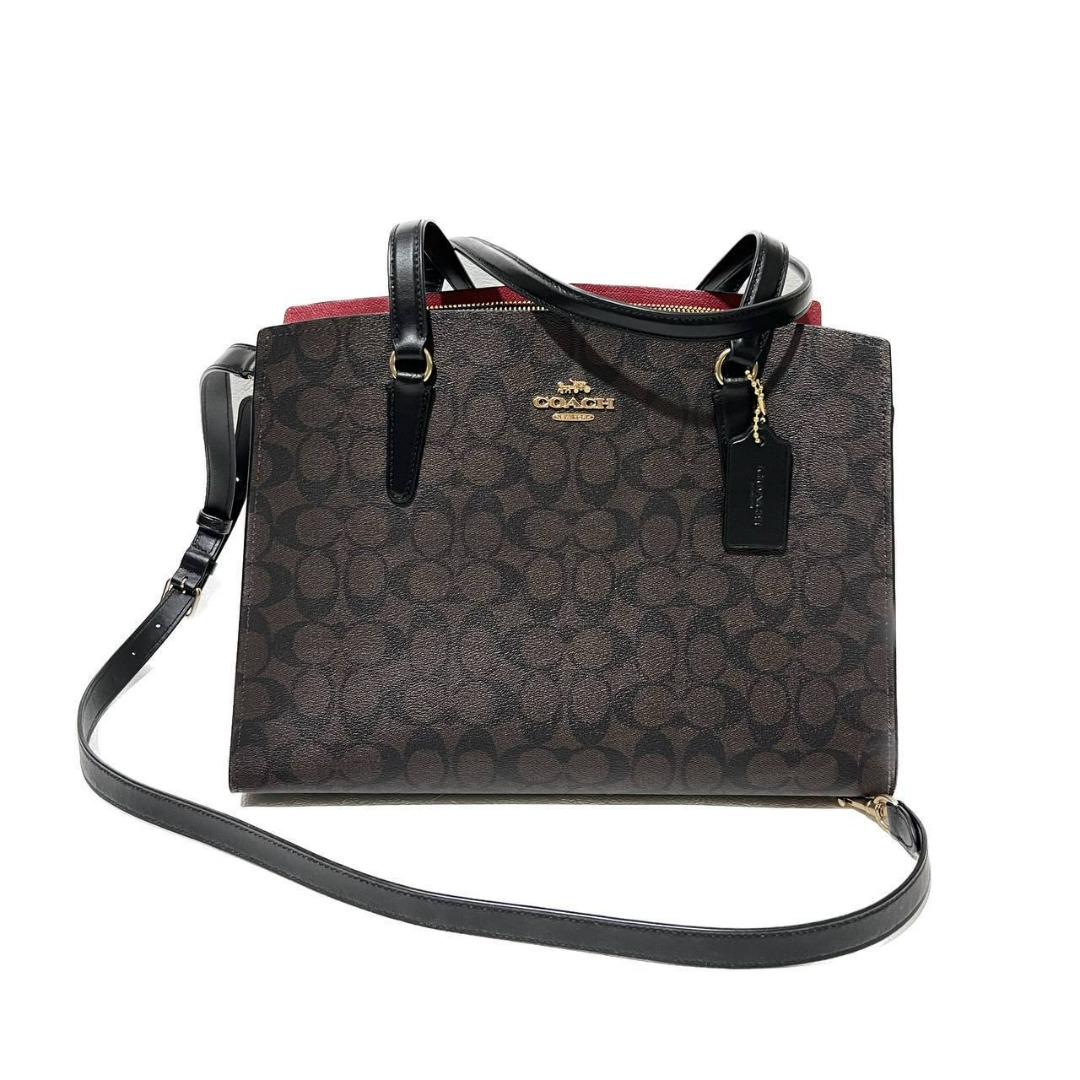 Tas Coach C4075 Tatum Carryall Signature Brown Black, Barang Mewah, Tas ...