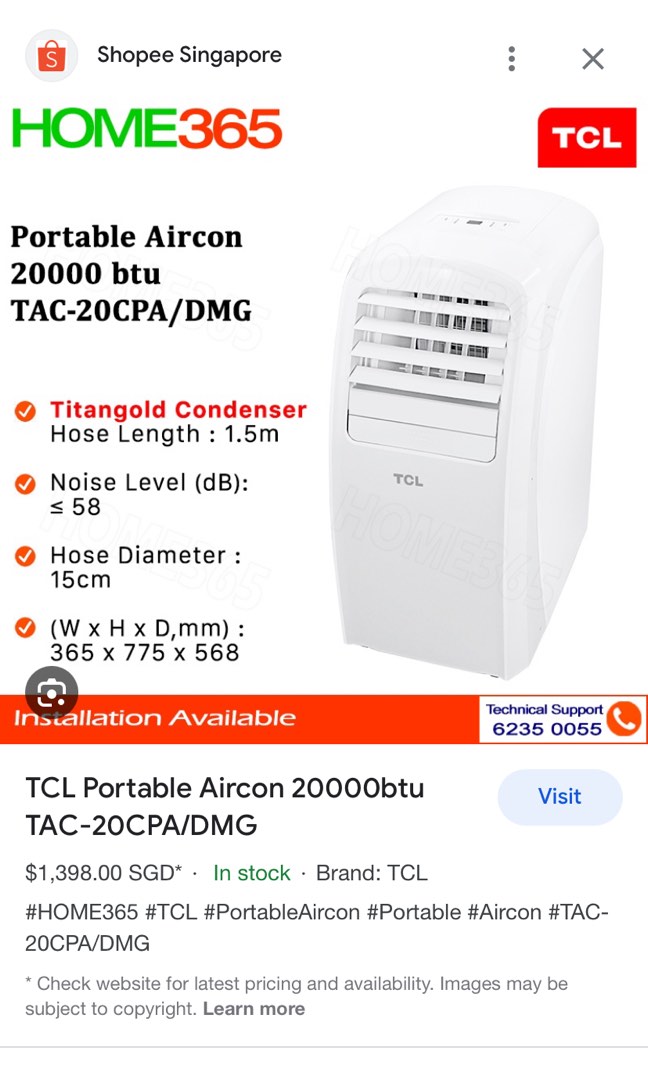 TCL Portable Aircond 20000BTU, TV & Home Appliances, Air Conditioners ...