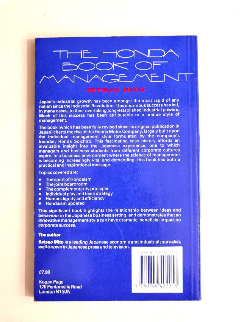 The Honda Book Of Management Leadership Philosophy For High Industrial ...