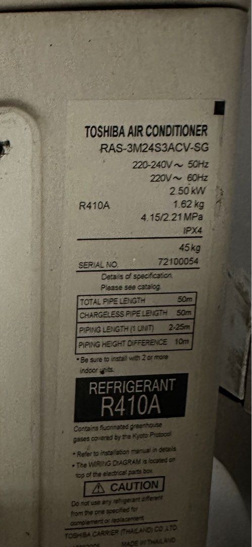Toshiba aircon 1C error repair RAS-3M24S3ACV-SG, TV & Home Appliances ...
