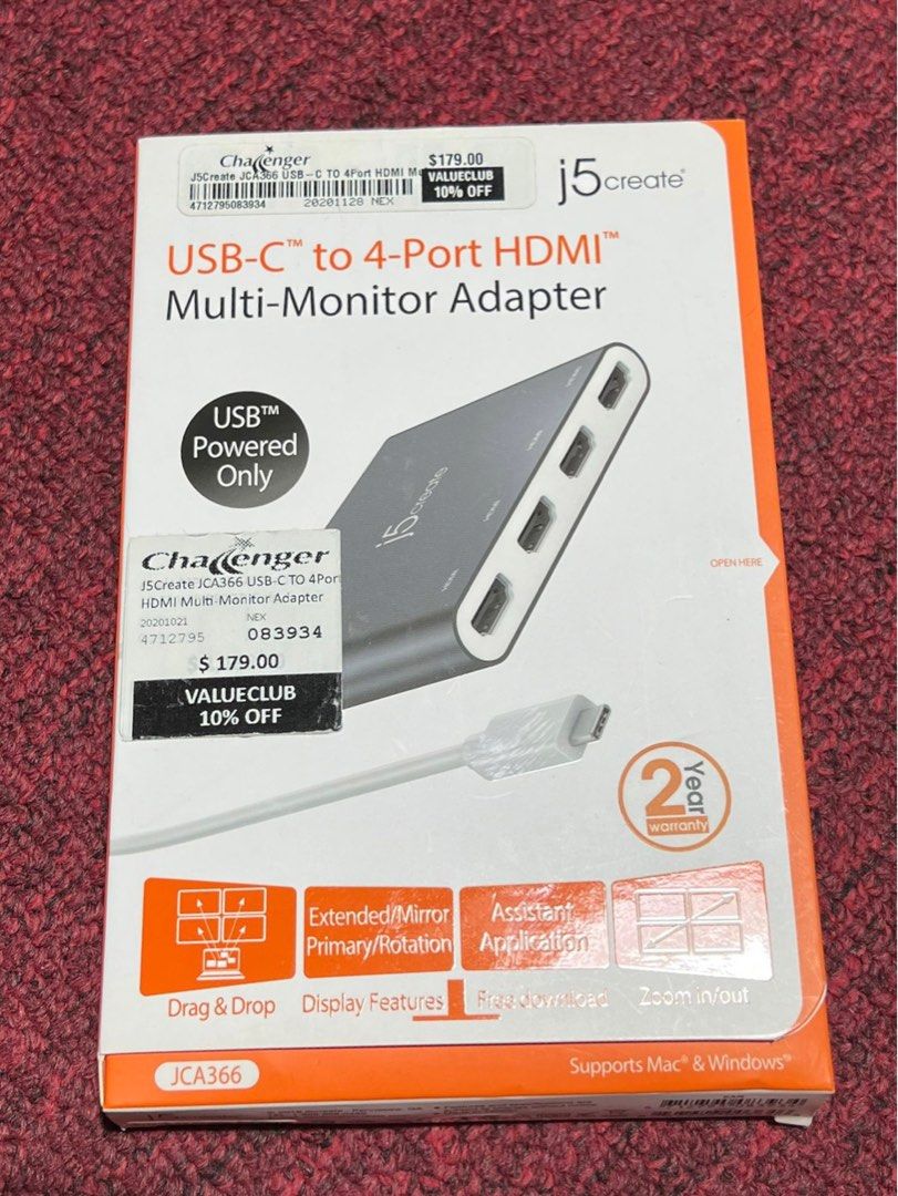 USB-C to 4-Port HDMI Multi-Monitor Adapter, Computers & Tech, Parts ...