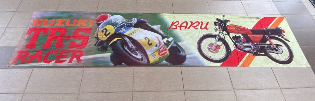 Vintage Suzuki TR-S racer banner, Furniture & Home Living, Home Decor ...