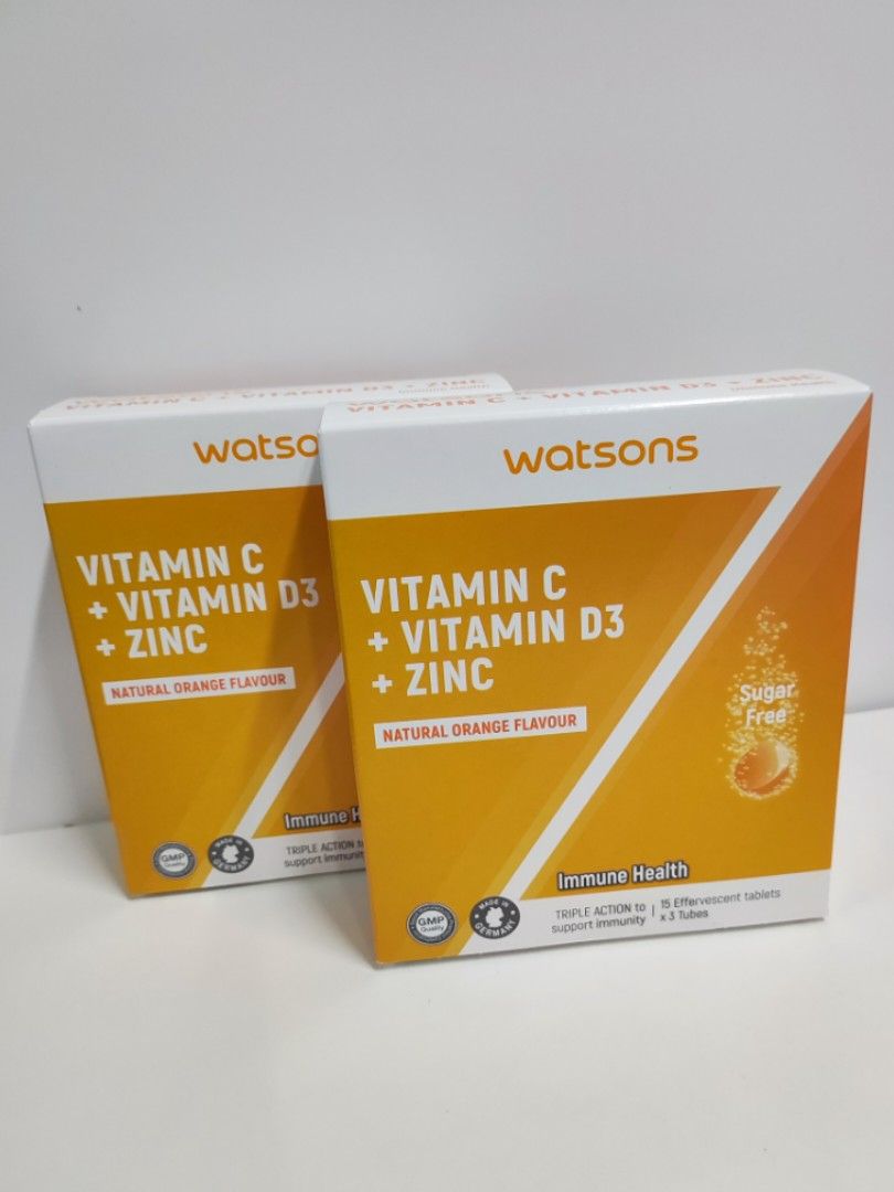 WATSONS Vitamin C + Vitamin D3 + Zinc Effervescent Tablets, Health ...