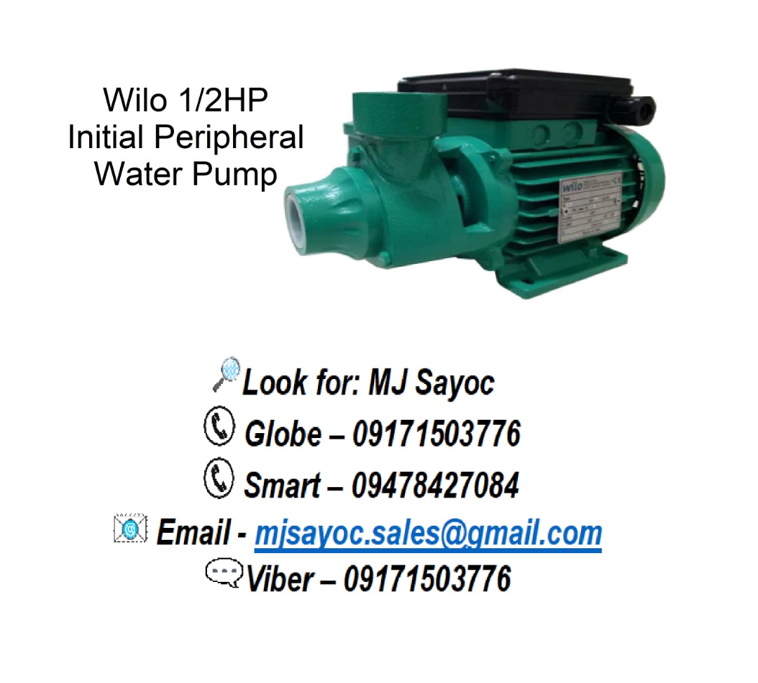 Wilo 1/2HP Initial Peripheral Water Pump, Commercial & Industrial, Construction Tools ...
