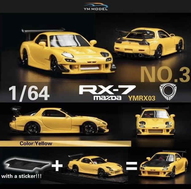 YM Model 1:64 Mazda RX-7 FD3S Yellow, Hobbies & Toys, Toys & Games on ...