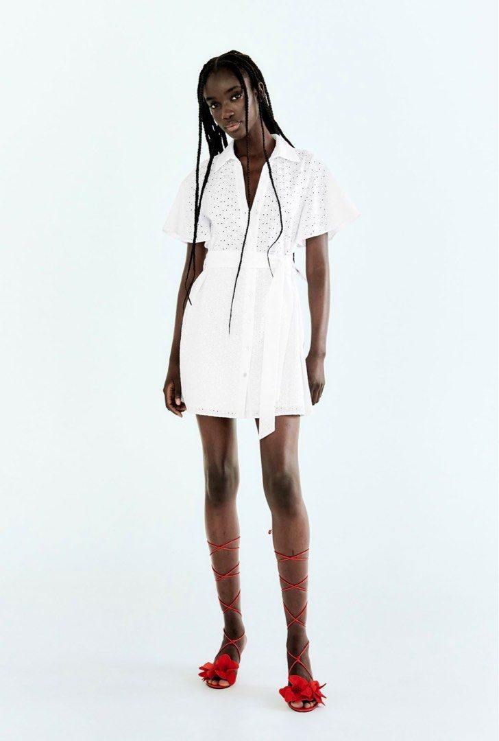 Zara Shirt Dress with Cutwork Embroidery, Women's Fashion, Dresses ...