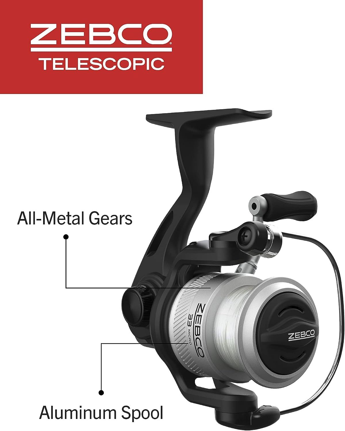 Zebco 33 Spinning Reel and Telescopic Fishing Rod Combo (5 Foot - Micro ...