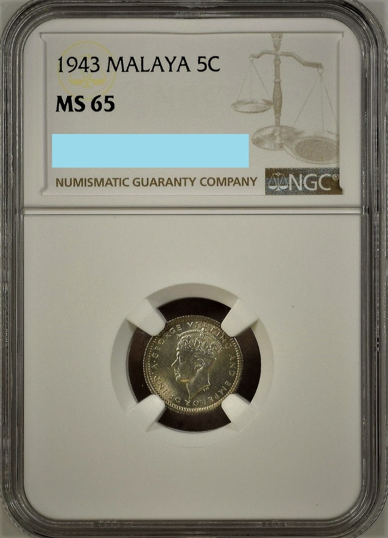 (Consignment) [Legacy Collectibles] 1945 Malaya King George VI 5 Cents with NGC MS65 (Reverse ...