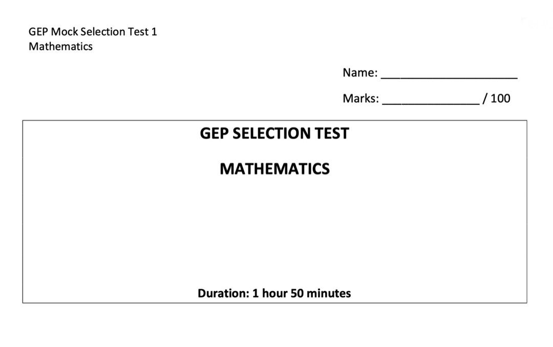 GEP sample selection tests English, Math, GA (2 sets each), Hobbies ...