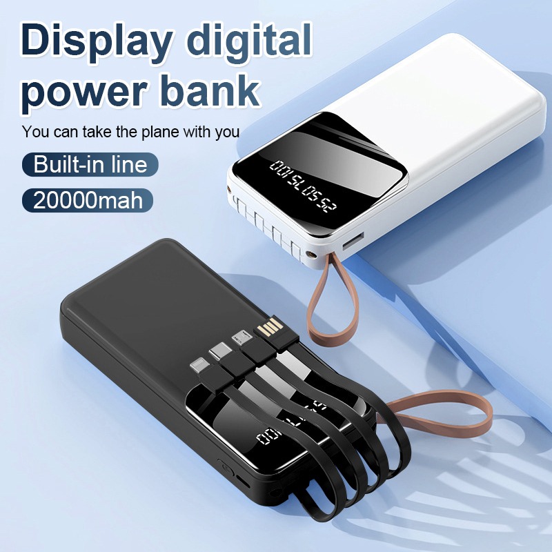 30000mAh Wireless Portable Power Bank Digital Display 4 in 1 Cable Powerbank, Mobile Phones ...