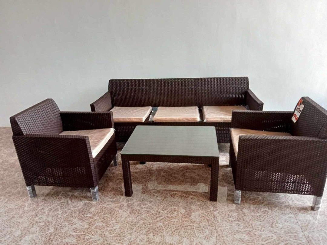 3seater vintage rattan sala set, Furniture & Home Living, Furniture ...