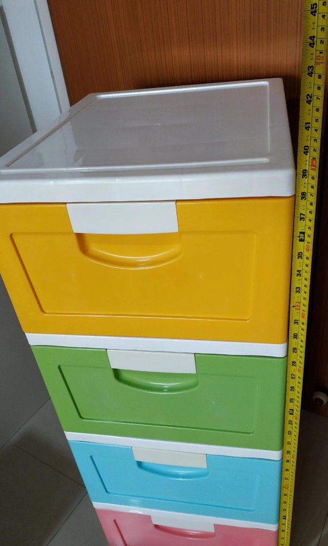 (Free Delivery) 4 tiers plastic storage drawer (multi coloured ...