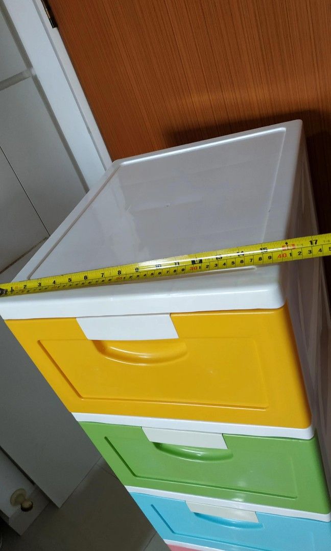 (Free Delivery) 4 tiers plastic storage drawer (multi coloured ...