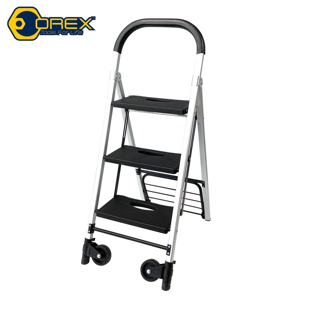 OREX HEAVY DUTY LADDER WITH TROLLEY - 3 STEP, Furniture & Home Living ...