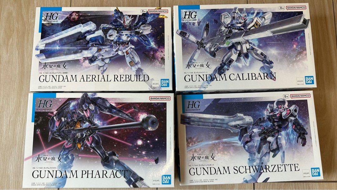 水星的魔女 4盒 風靈 魔靈 鐵騎 戰騎 Gundam Aerial Calibarn Schwarzette Pharact, 興趣及遊戲 ...