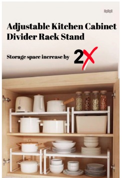 | Adjustable Kitchen Cabinet Divider Rack Stand | Kitchen Organiser ...