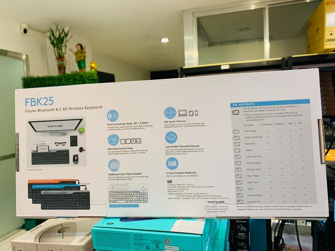A4tech Fbk25 Fstyler Bluetooth And 2 4g Wireless Keyboard Black Computers And Tech Parts